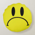 Face and Sad Face Yellow Round Pillow | Zazzle