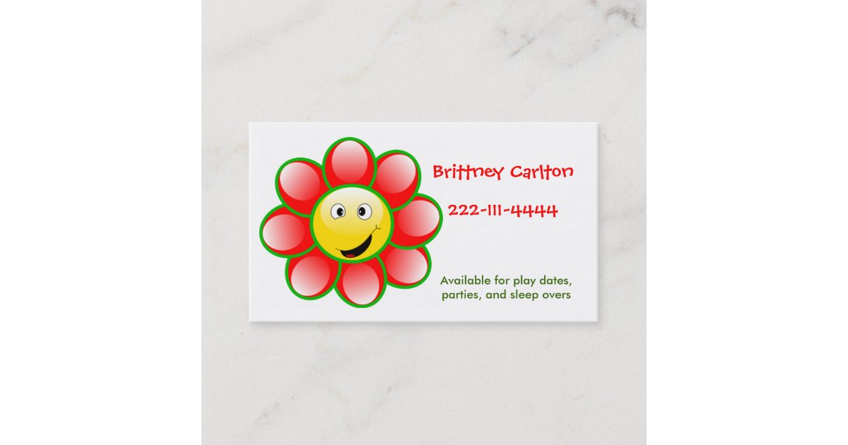 face flower calling card | Zazzle