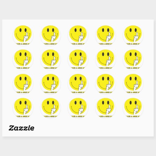 face giving the finger classic round sticker | Zazzle