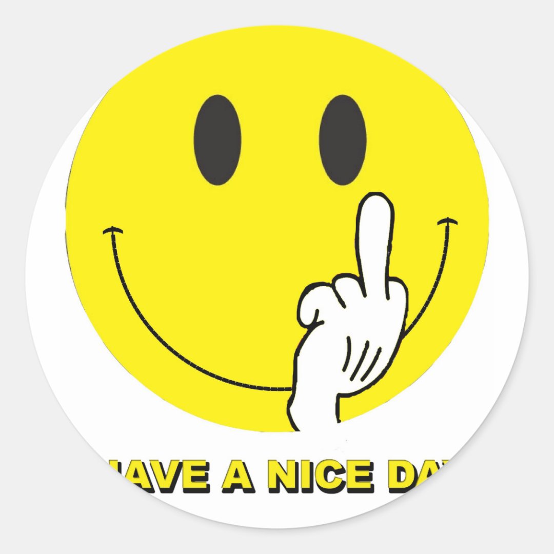 face giving the finger classic round sticker | Zazzle