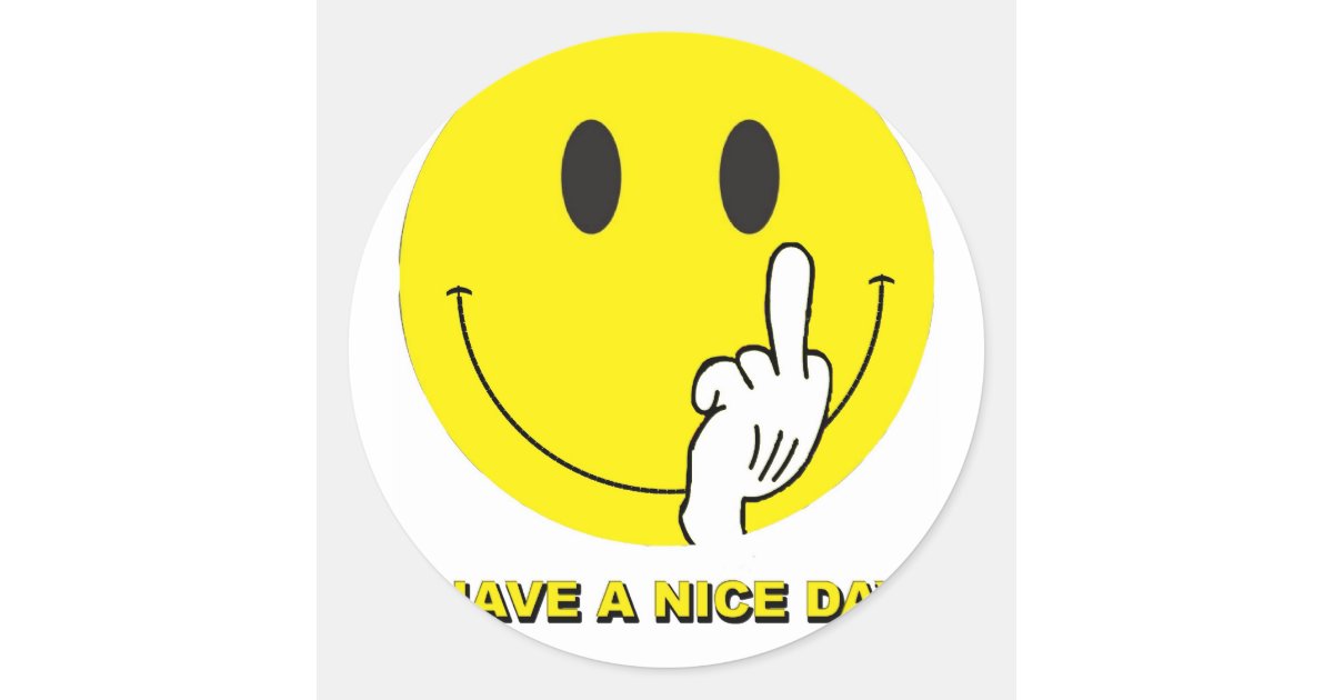 face giving the finger classic round sticker | Zazzle