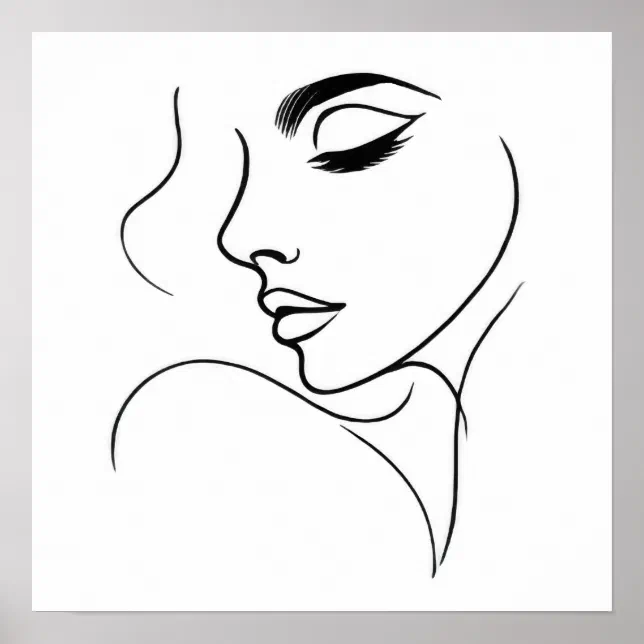 Face Line Drawing Poster | Zazzle