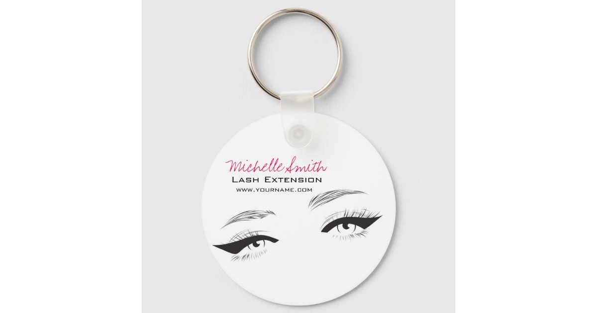 Face long lashes eyeliner Lash Extension Keychain | Zazzle