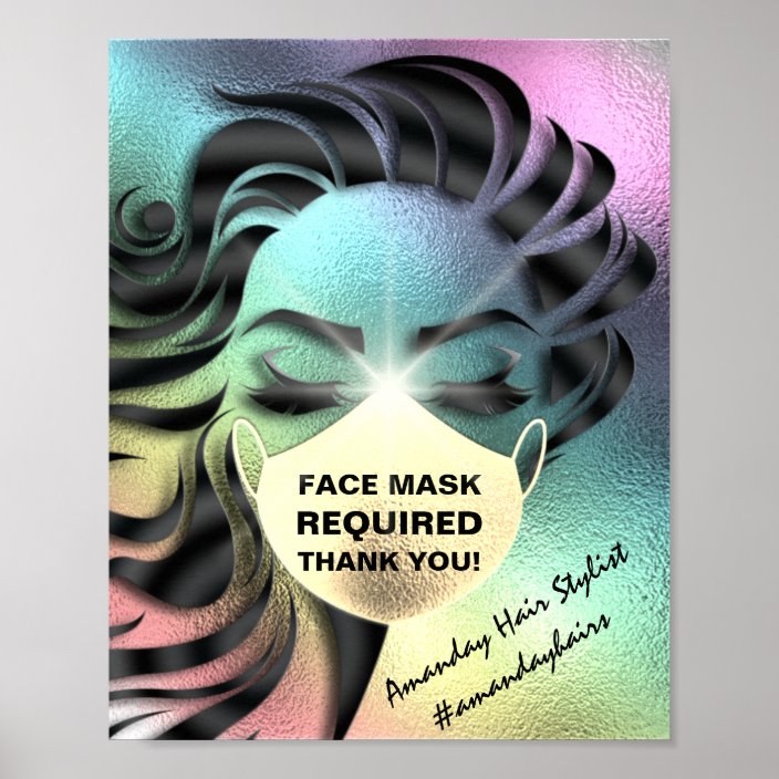 Face Mask Covering Required Covid Holograph VIP Poster | Zazzle.com
