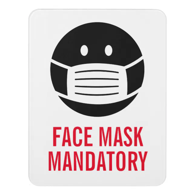 Face Mask mandatory required icon custom Door Sign | Zazzle