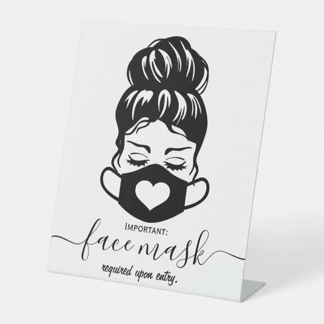 Face Mask Required Business Safety Social Distance Pedestal Sign | Zazzle