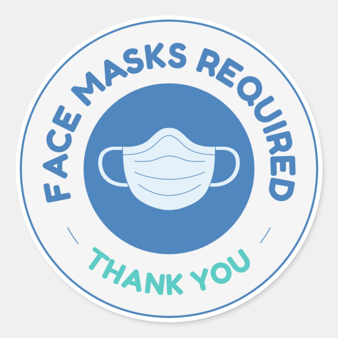 face mask required classic round sticker | Zazzle