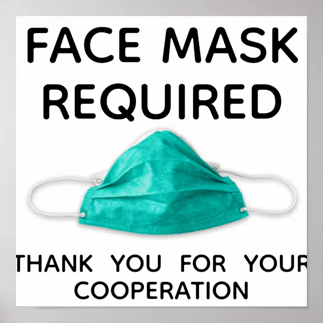 Face Mask Required Thank You Poster | Zazzle