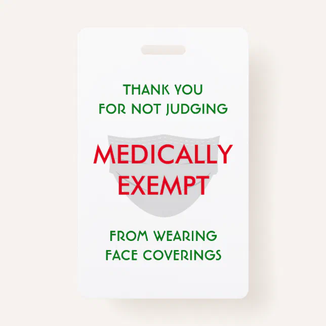 Face Mask White Medically Exempt Badge | Zazzle