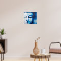 Face of Buddha in Blue | Digital Art Poster | Zazzle