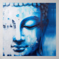 Face of Buddha in Blue | Digital Art Poster | Zazzle