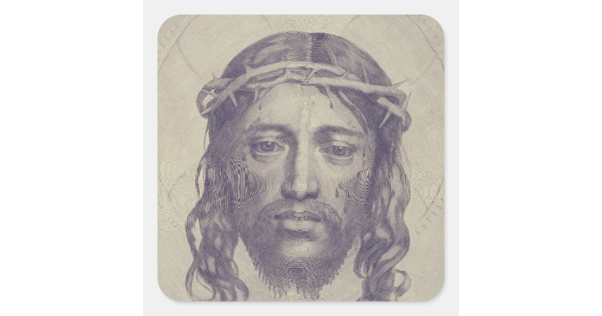 Face of Christ on St. Veronica's Veil Holy Face Square Sticker | Zazzle