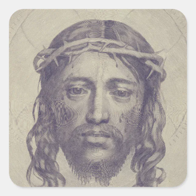 Face of Christ on St. Veronica's Veil Holy Face Square Sticker | Zazzle