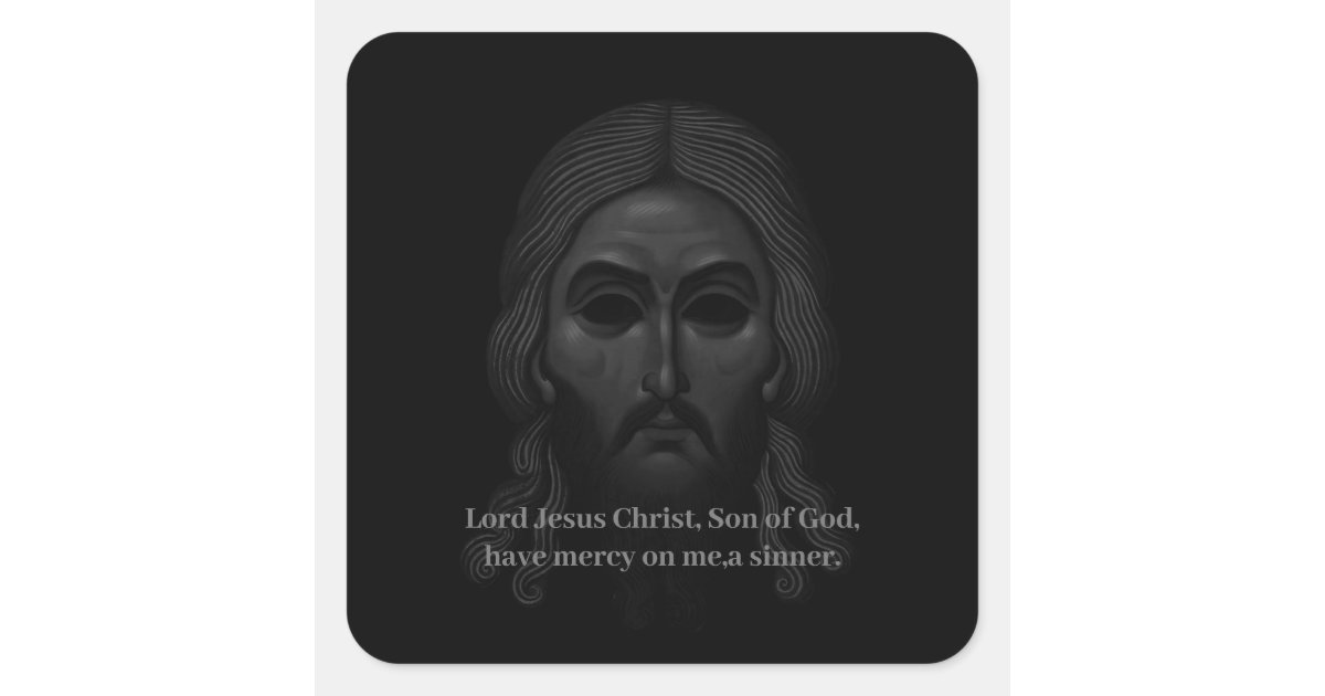 Face Of jesus Christ Orthodox Black Icon Square Sticker | Zazzle