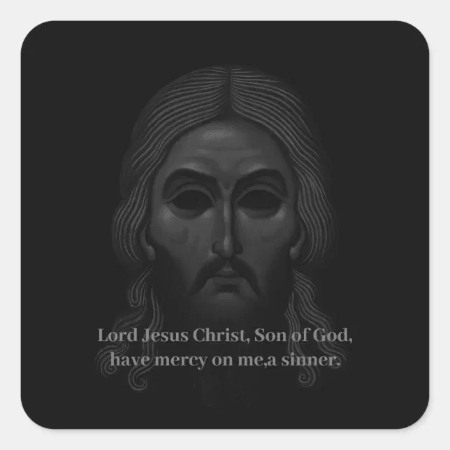 Face Of jesus Christ Orthodox Black Icon Square Sticker | Zazzle