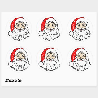 Face of Santa Claus Classic Round Sticker | Zazzle