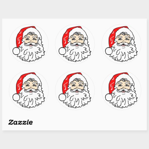 Face of Santa Claus Classic Round Sticker | Zazzle