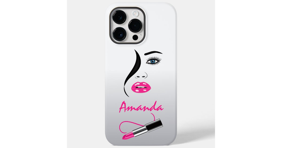 Face Pink Lipstick Kiss Mirror Cool Makeup Artist Case-Mate iPhone Case ...
