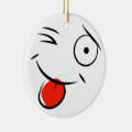 face sticking tongue out. Raspberry face Ceramic Ornament | Zazzle