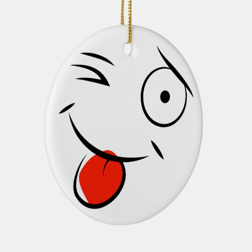 face sticking tongue out. Raspberry face Ceramic Ornament | Zazzle