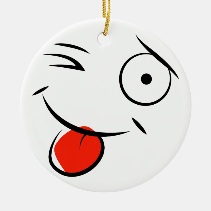 face sticking tongue out. Raspberry face Ceramic Ornament | Zazzle