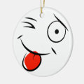 face sticking tongue out. Raspberry face Ceramic Ornament | Zazzle