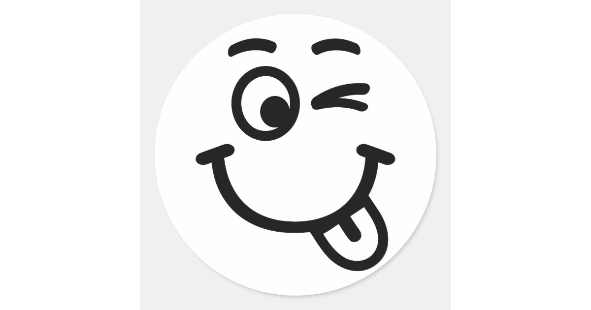 face wink classic round sticker | Zazzle