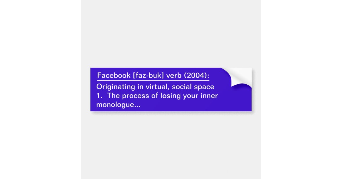 Facebook Definition Bumper Sticker | Zazzle
