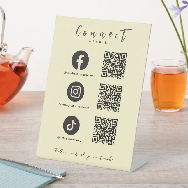 Facebook Instagram Tiktok QR Code Soft Groovy Pedestal Sign | Zazzle