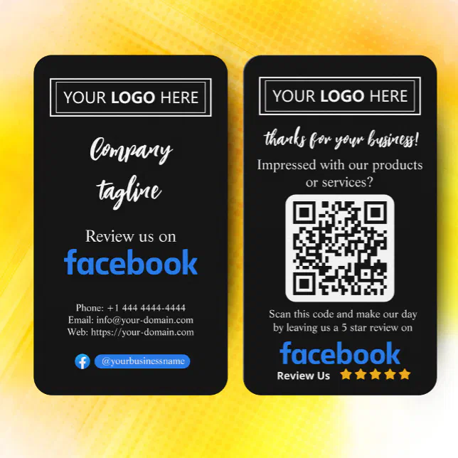 Facebook Review Request Card with Logo and QR Code | Zazzle