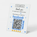 Facebook Review Request Card with Logo and QR Code Pedestal Sign | Zazzle