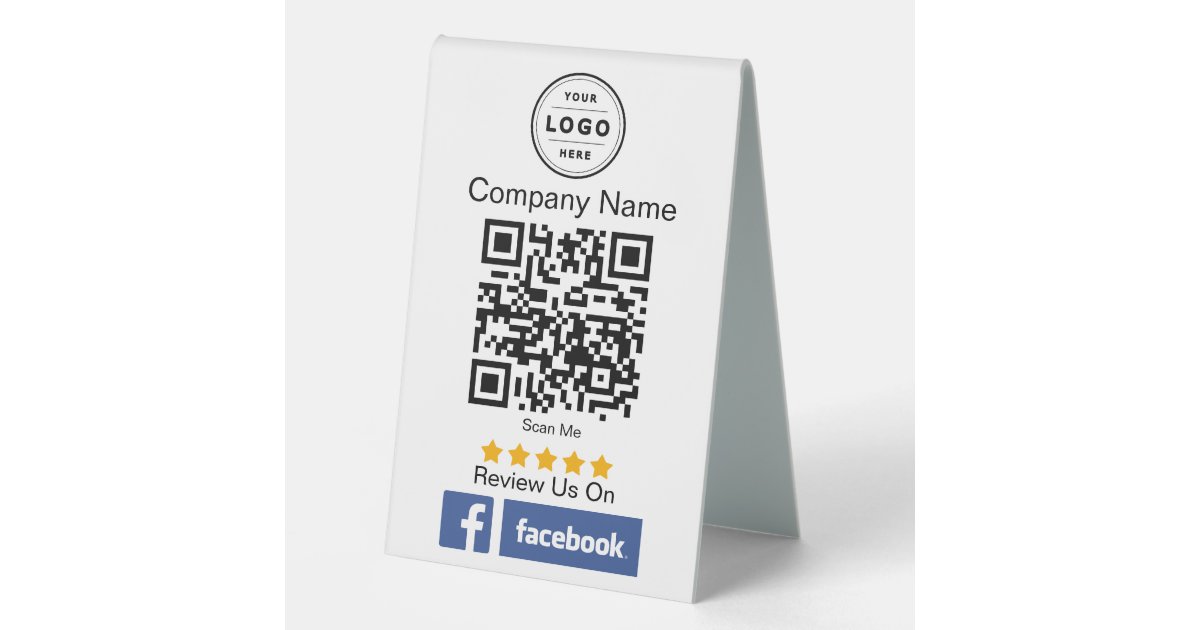 Facebook Review Request QR Code Pedestal Sign | Zazzle