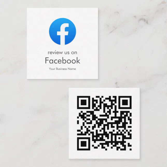 Facebook Reviews | Business QR Code Minimal White Square Business Card ...