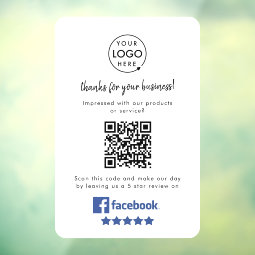 Facebook Reviews | Business QR Code Minimal White Window Cling | Zazzle