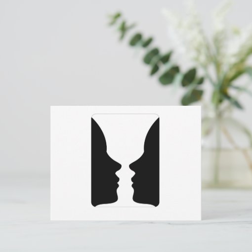 Faces or vase- illusion of two faces like a vase postcard | Zazzle
