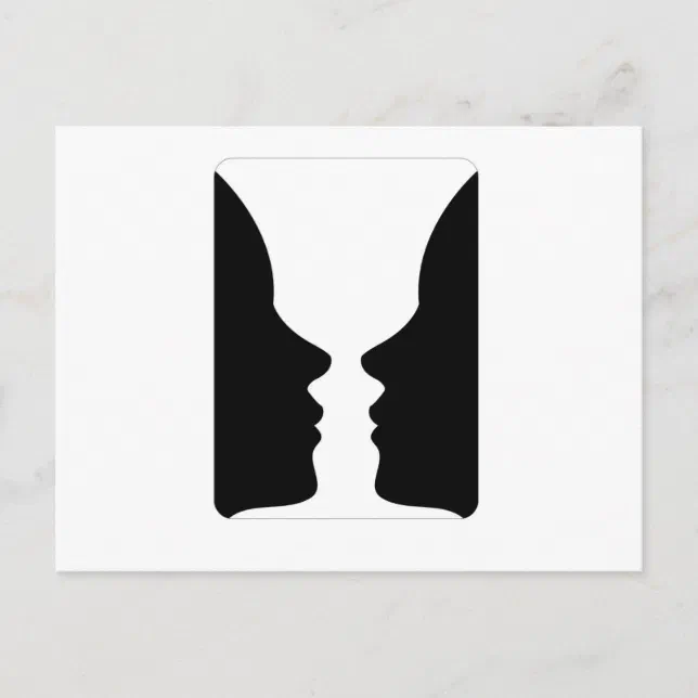 Faces or vase- illusion of two faces like a vase postcard | Zazzle