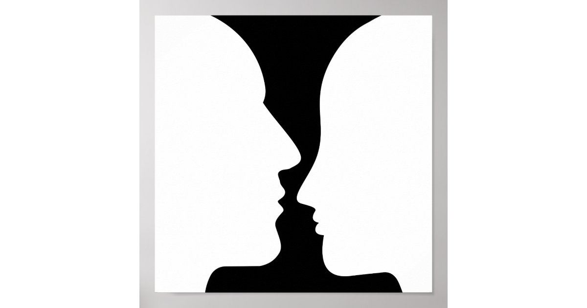 Faces or Vase? Optical Illusion Poster | Zazzle
