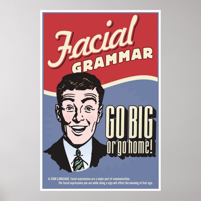 Facial Grammar. An ASL classroom poster. Poster | Zazzle