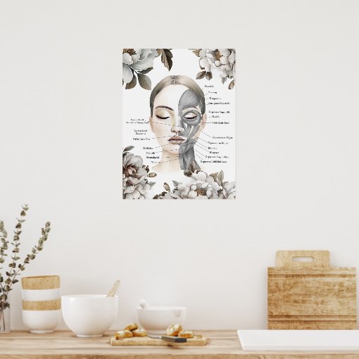 Facial Muscles Anatomy Art Massage Therapist Gift Poster | Zazzle