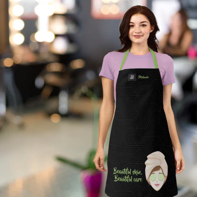 Facial Spa Day Black Apron | Zazzle