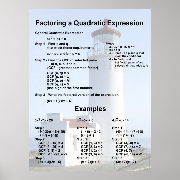 Factoring Quadratics Poster | Zazzle.com