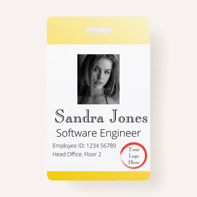 Fade Bright Yellow ID Card (Vertical/Portrait) Badge | Zazzle