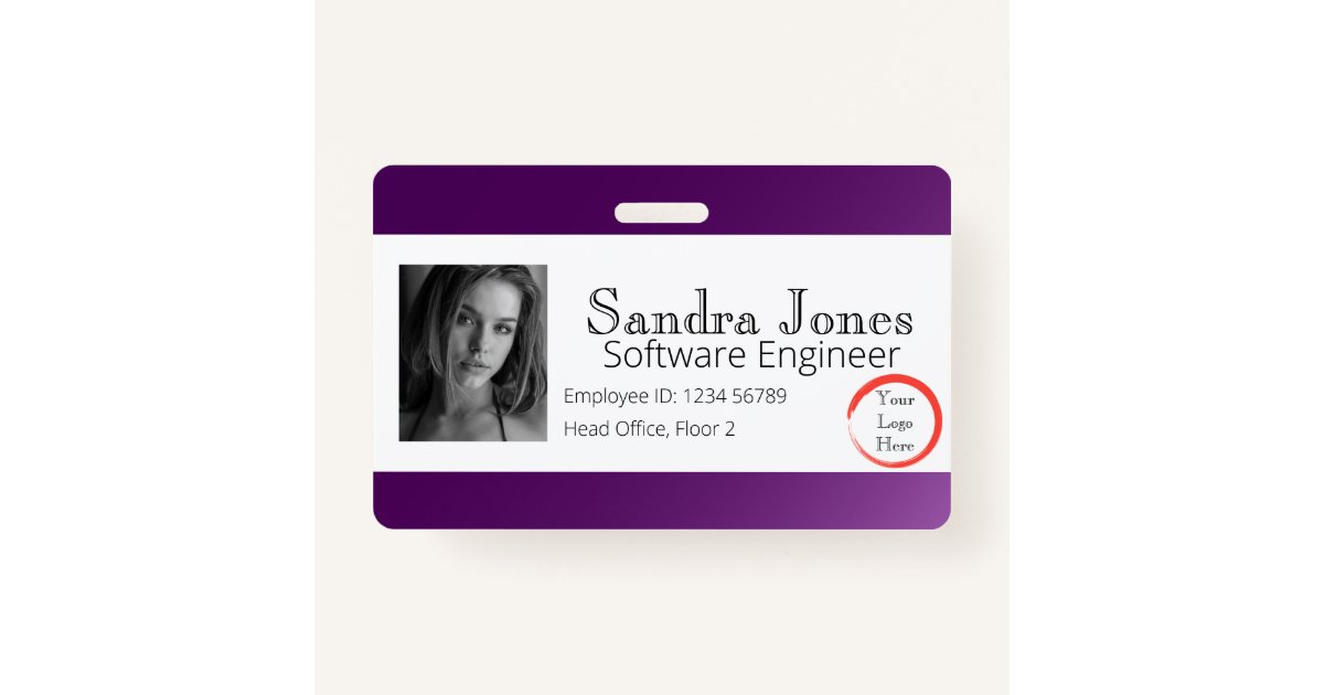 Fade Dark Purple ID Card (Horizontal) Badge | Zazzle