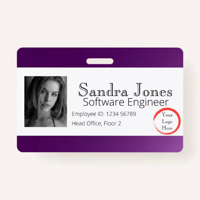 Fade Dark Purple ID Card (Horizontal) Badge | Zazzle