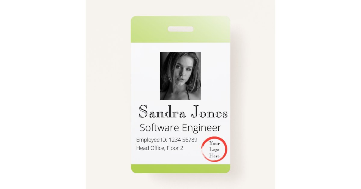 Fade Lime Green ID Card (Vertical/Portrait) Badge | Zazzle