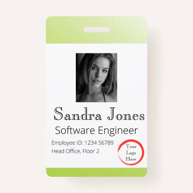Fade Lime Green ID Card (Vertical/Portrait) Badge | Zazzle
