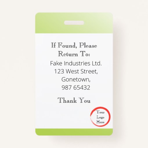 Fade Lime Green ID Card (Vertical/Portrait) Badge | Zazzle