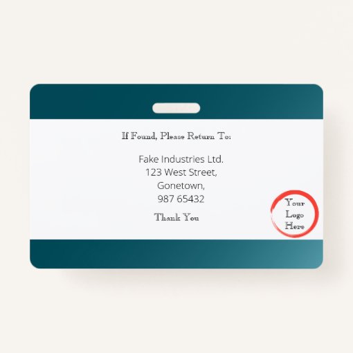 Fade Teal Blue ID Card (Horizontal) Badge | Zazzle