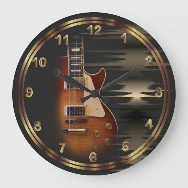 Faded Electric Music Guitar - Large Clock | Zazzle