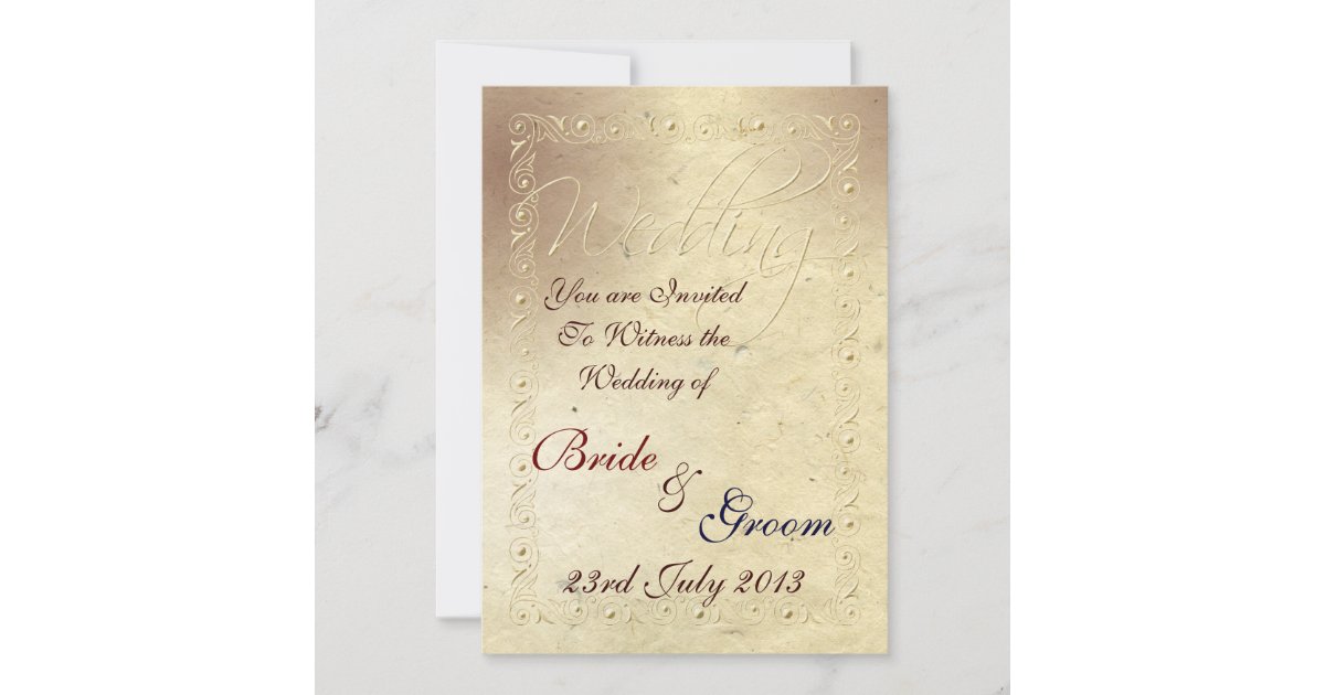 Faded Ivory Embossed Effect Wedding Invitation | Zazzle